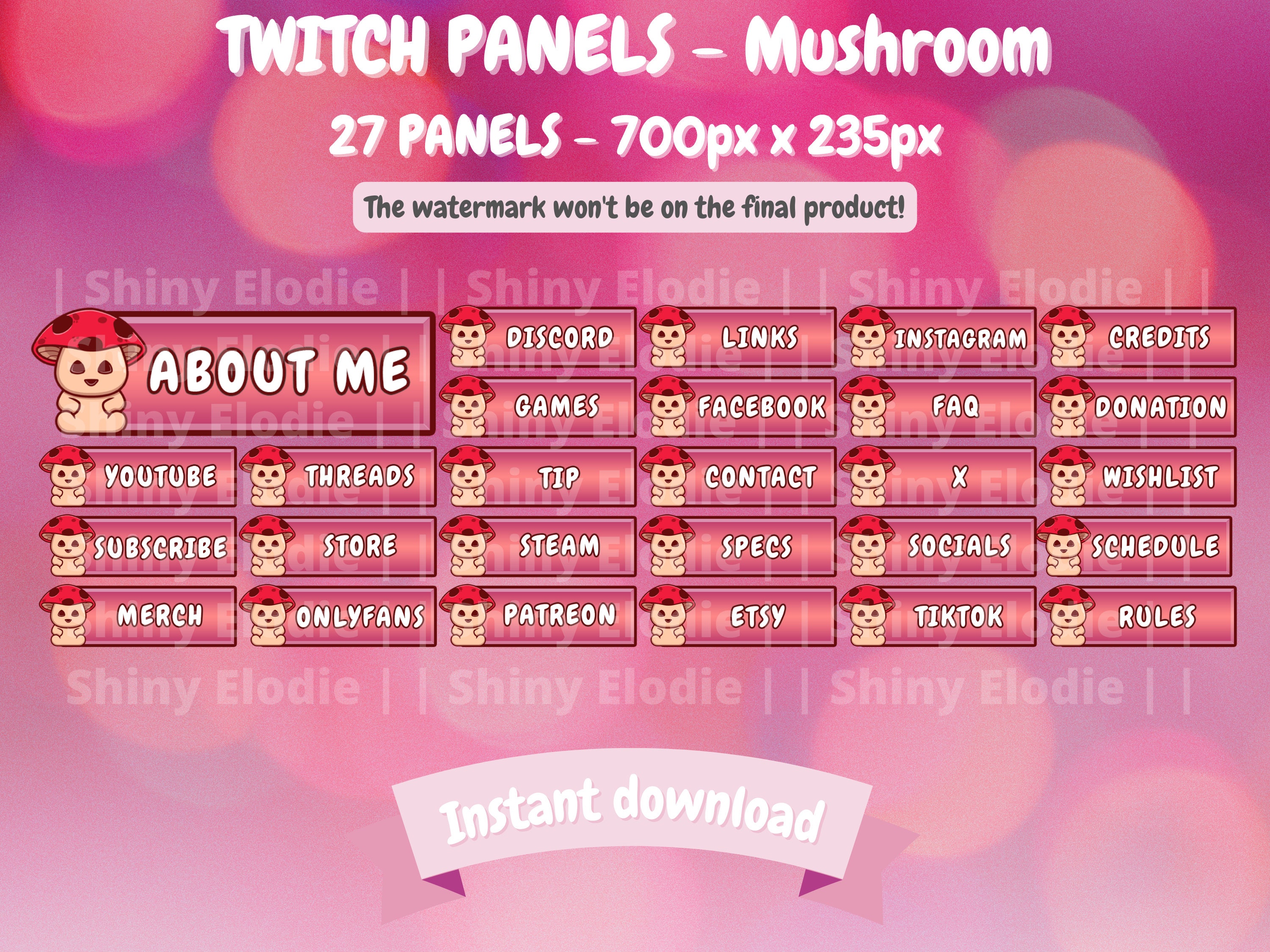 Twitch Panels - Cute Mushroom | Twitch Panels Set | Twitch Panels ...