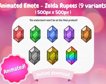Animated Rupee Rain Drop the Legend of Zelda Cute Kawaii Emote ...