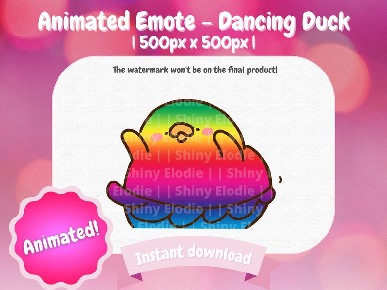 Twitch Animated Emote - Cute Rainbow Rave Dancing Duck | RGB - Etsy