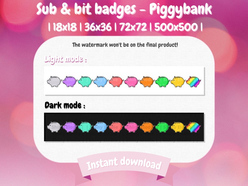 10 Twitch Sub and Bit Badges - Piggybank | Twitch Badges | Twitch Bits ...