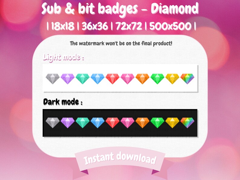 10 Twitch Sub and Bit Badges - Diamond | Twitch Badges | Twitch Bits ...