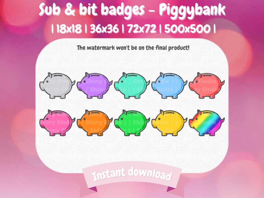 10 Twitch Sub and Bit Badges - Piggybank | Twitch Badges | Twitch Bits ...