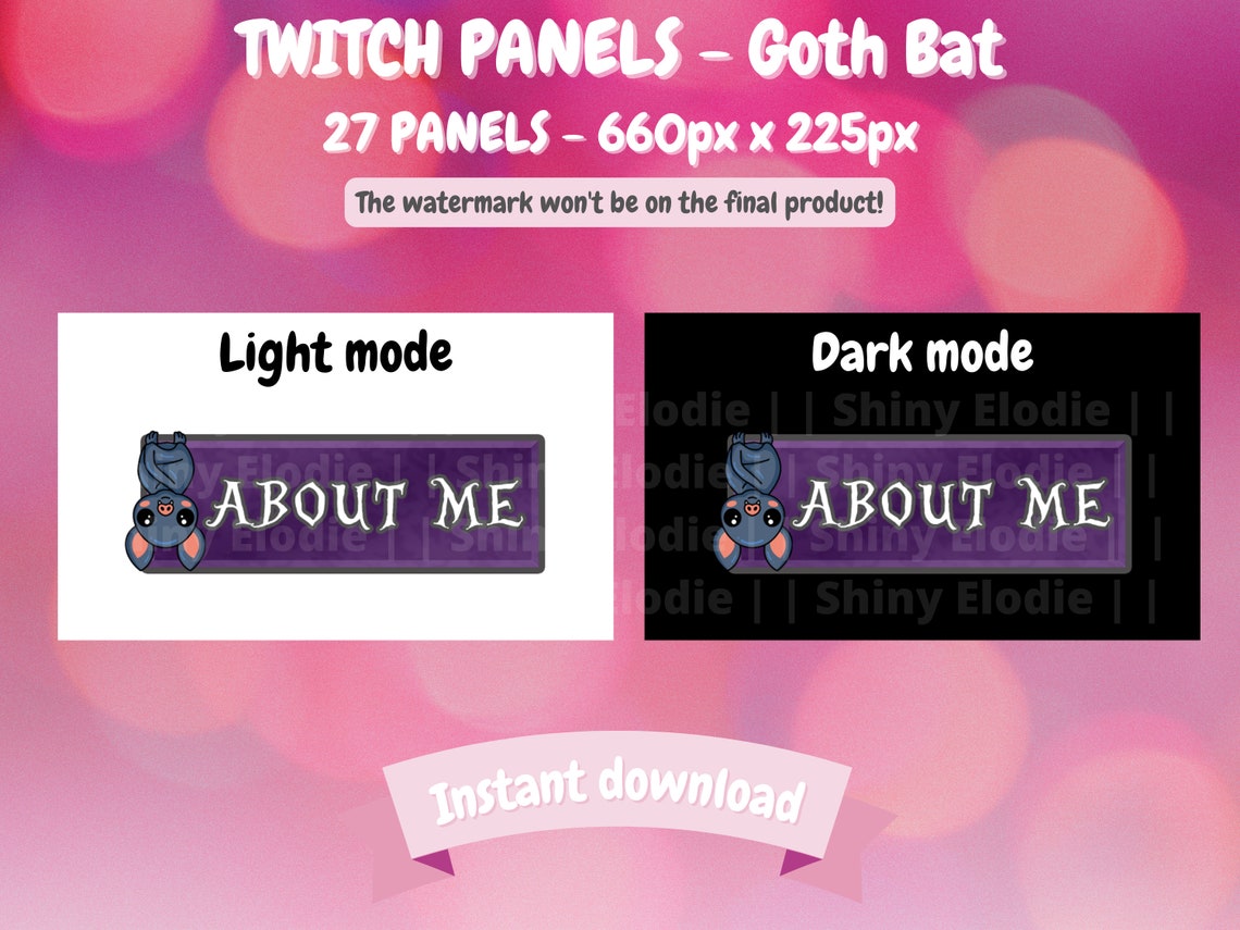 Twitch Panels - Goth Bat | Twitch Panels Set | Twitch Panels Bundle ...