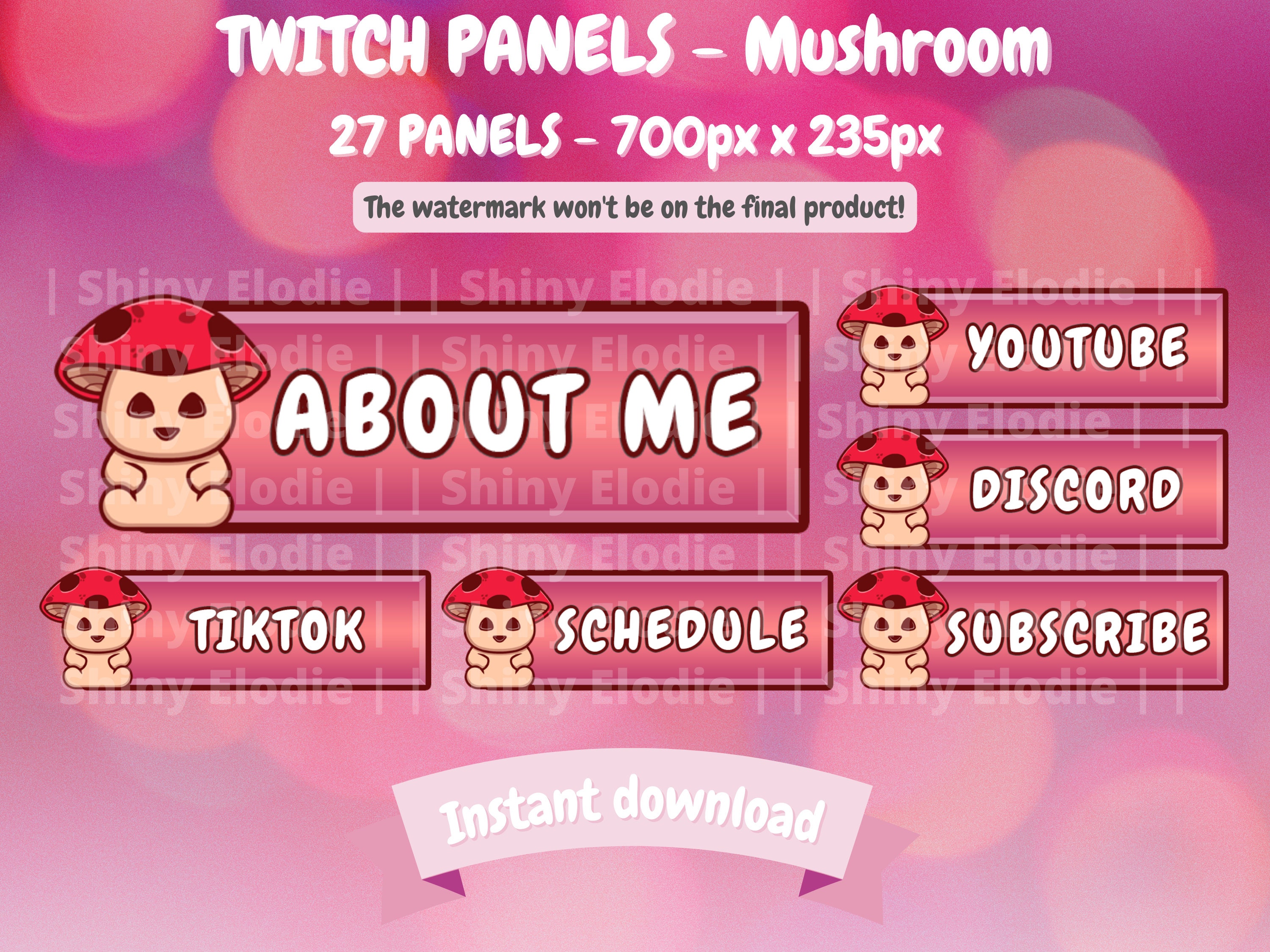 Twitch Panels - Cute Mushroom | Twitch Panels Set | Twitch Panels ...