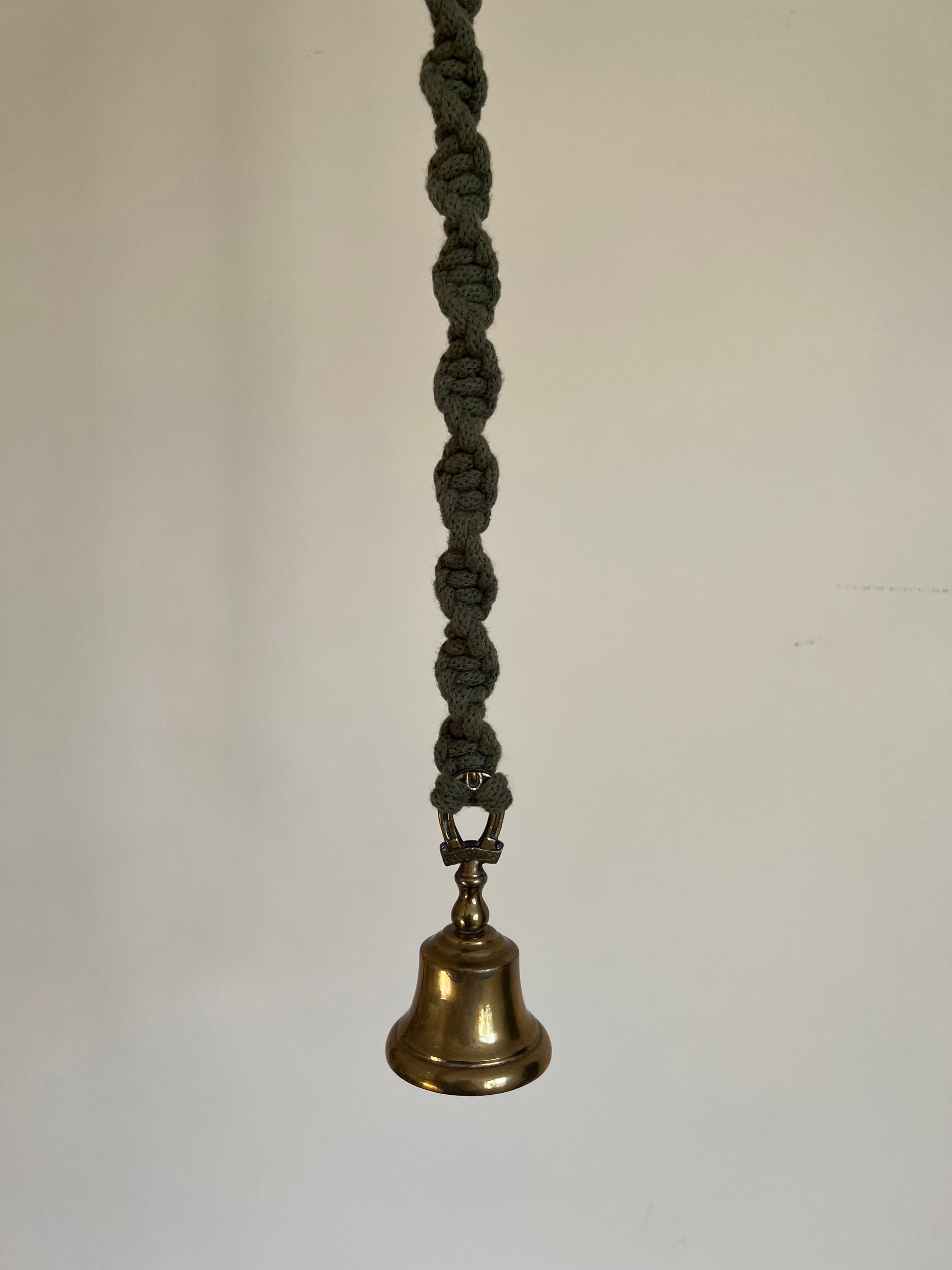 Vintage Bell Macrame Wall Hanging Avocado Cord Small good Luck Bell - Etsy
