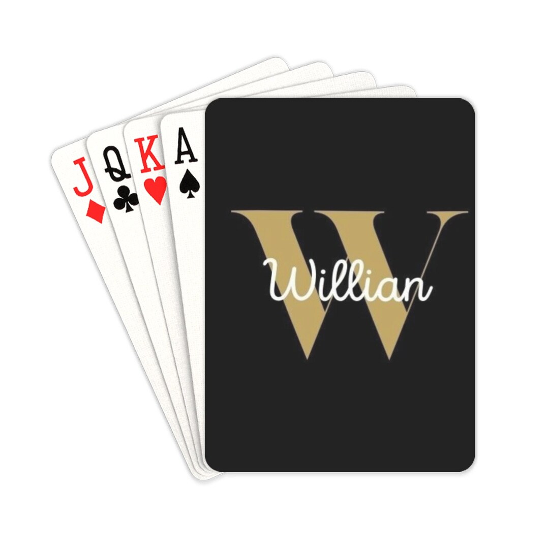 Black and Gold Custom Name Playing Cards Initial Playing - Etsy