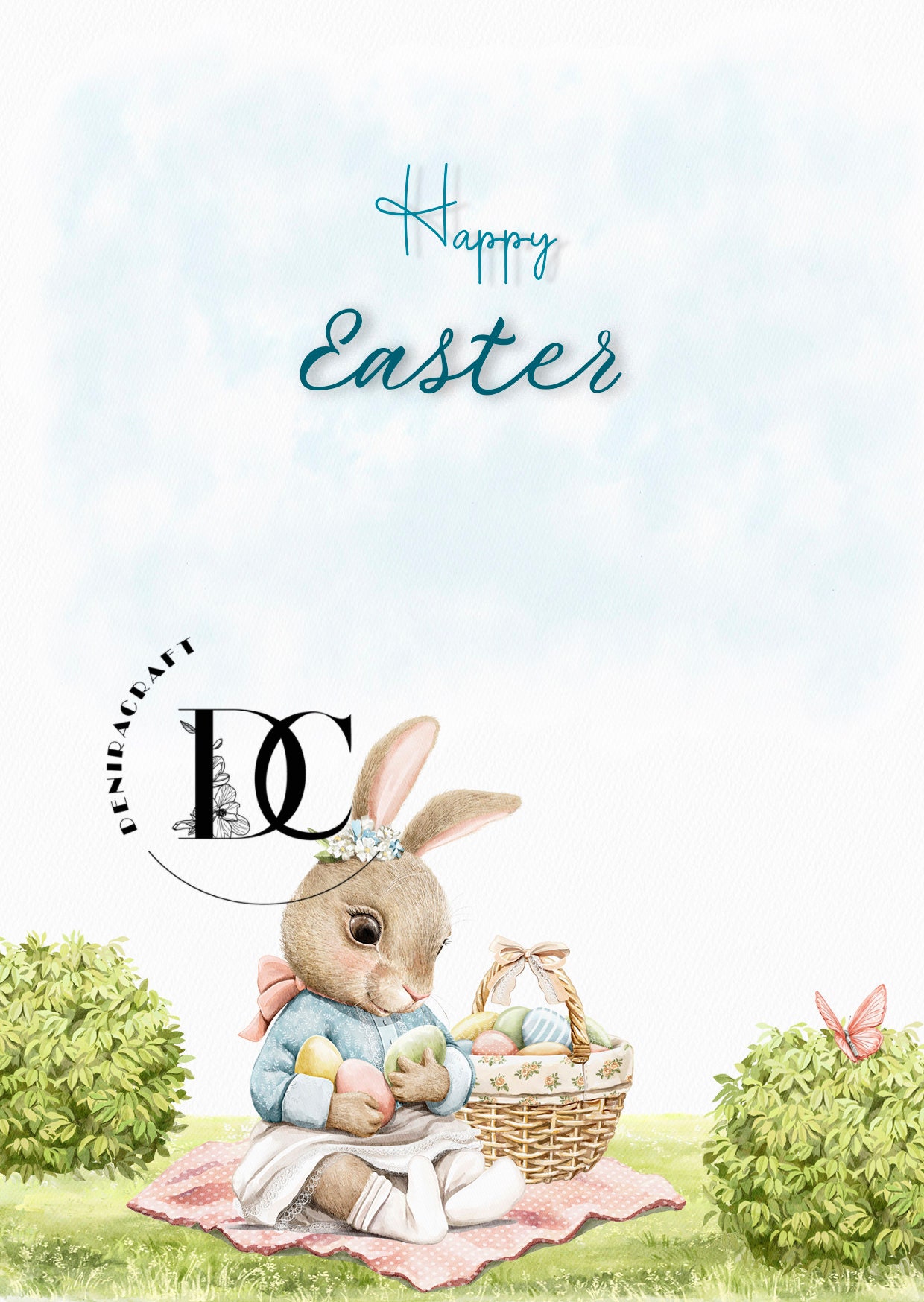 Printable Happy Easter Digital Card, Digital Easter Card, Digital ...