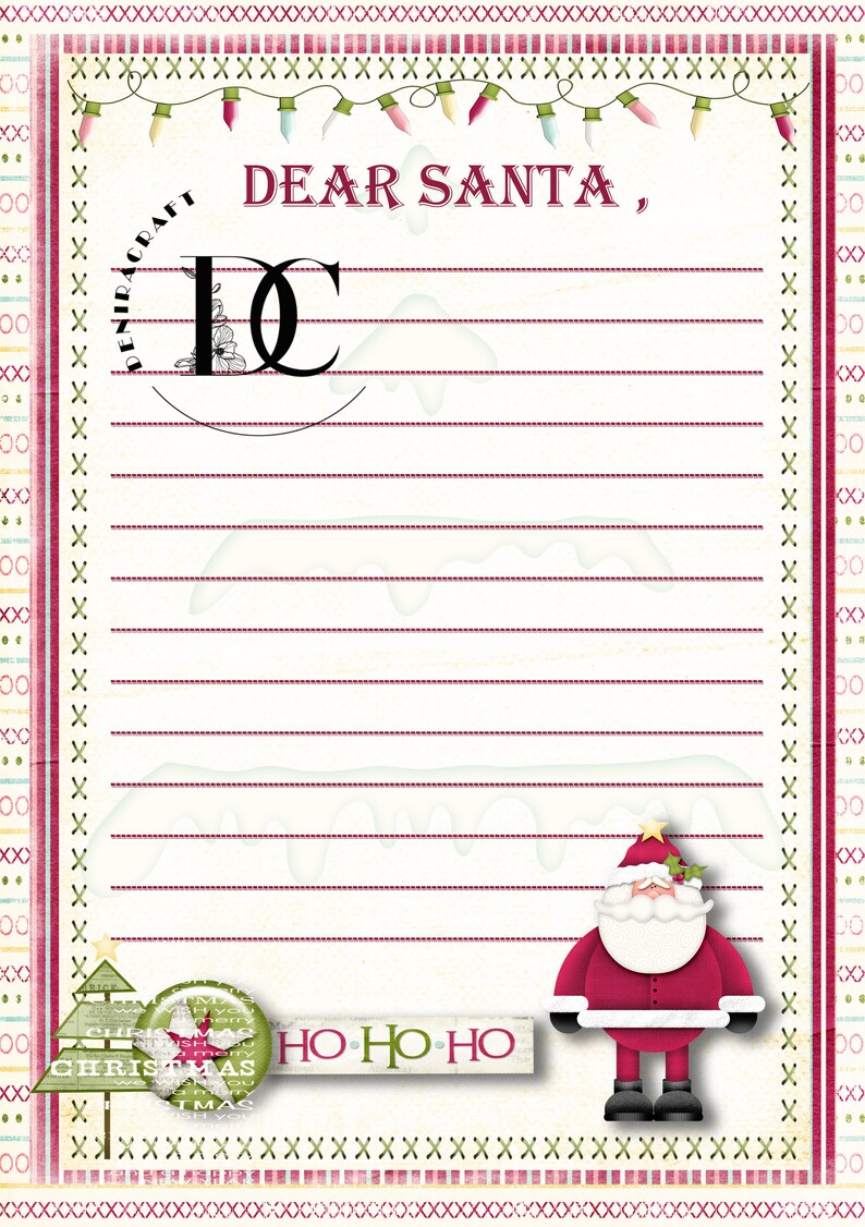 Carta a Santa Imprimible, carta de navidad, querida carta de Papá Noel ...