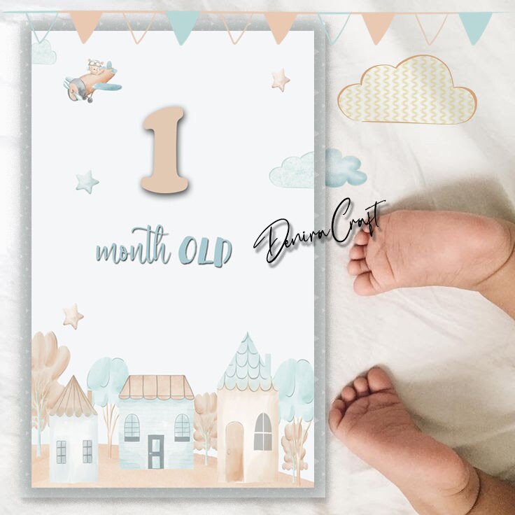 Baby Monthly Milestone Card Printable Baby Month Card - Etsy