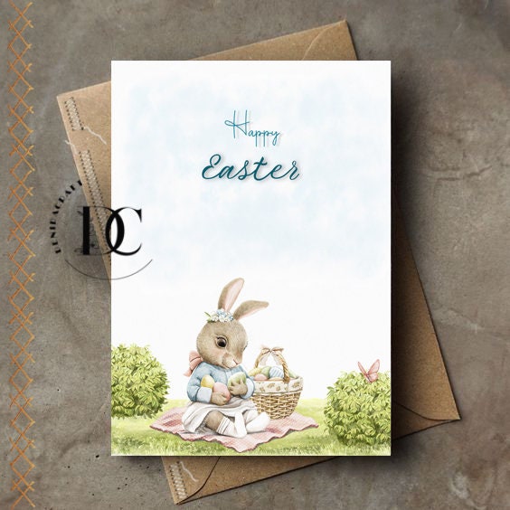 Printable Happy Easter Digital Card, Digital Easter Card, Digital Greeting Card, Printable ...