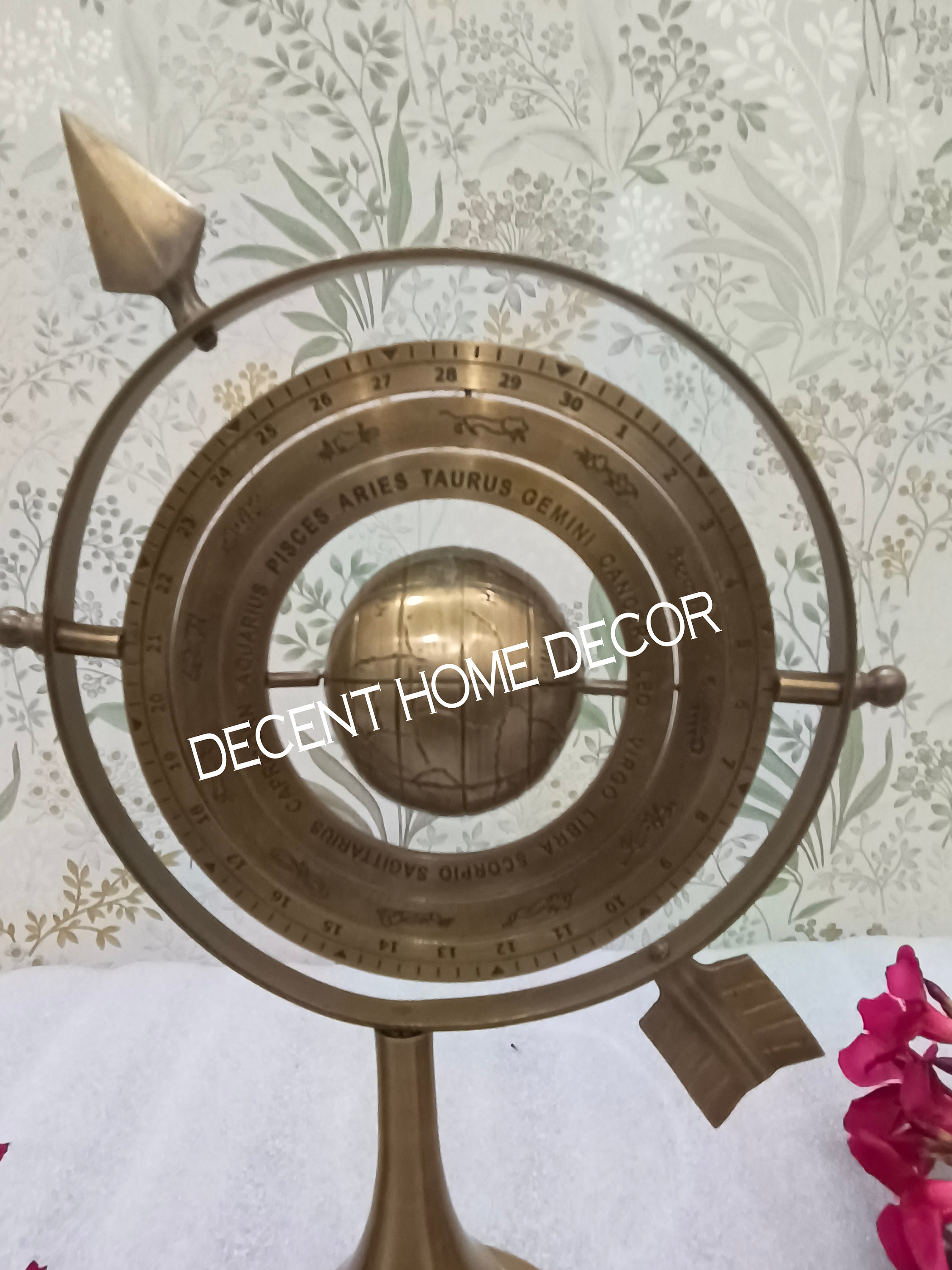 Brass Armillary Sphere With Sundial Arrow Nautical Maritime Astrolabe ...