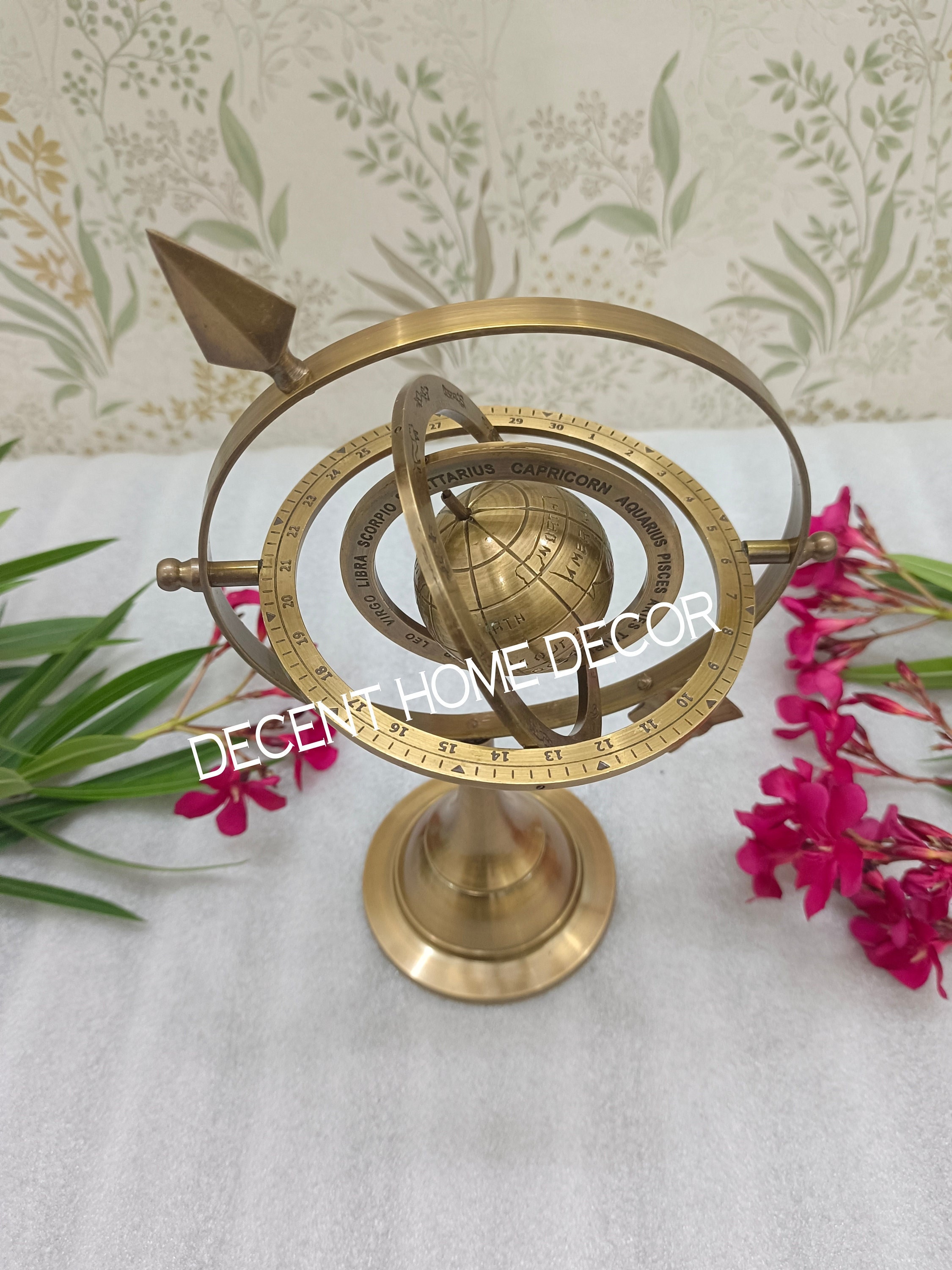 Brass Armillary Sphere With Sundial Arrow Nautical Maritime Astrolabe ...