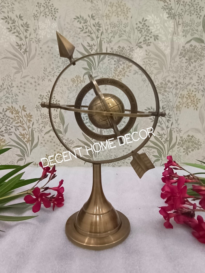 Brass Armillary Sphere With Sundial Arrow Nautical Maritime Astrolabe ...