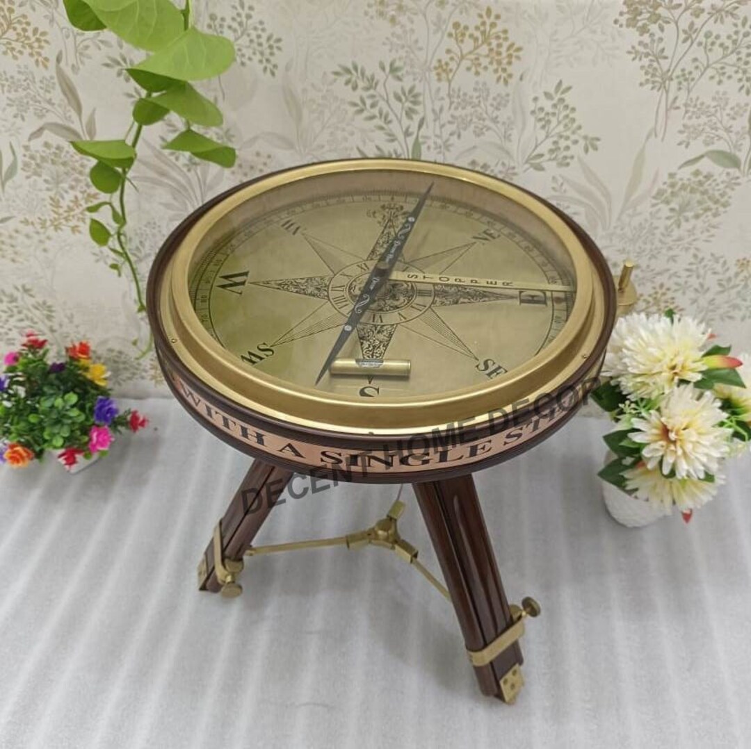 Unique Side Table Compass Home Decor Nautical Compass Brass Compass ...