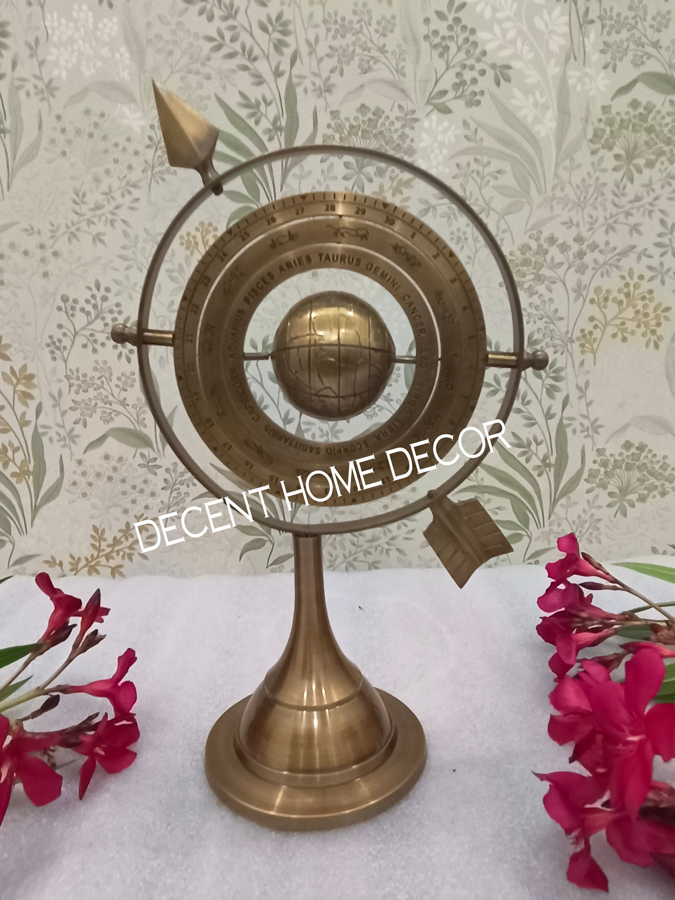 Brass Armillary Sphere With Sundial Arrow Nautical Maritime Astrolabe ...