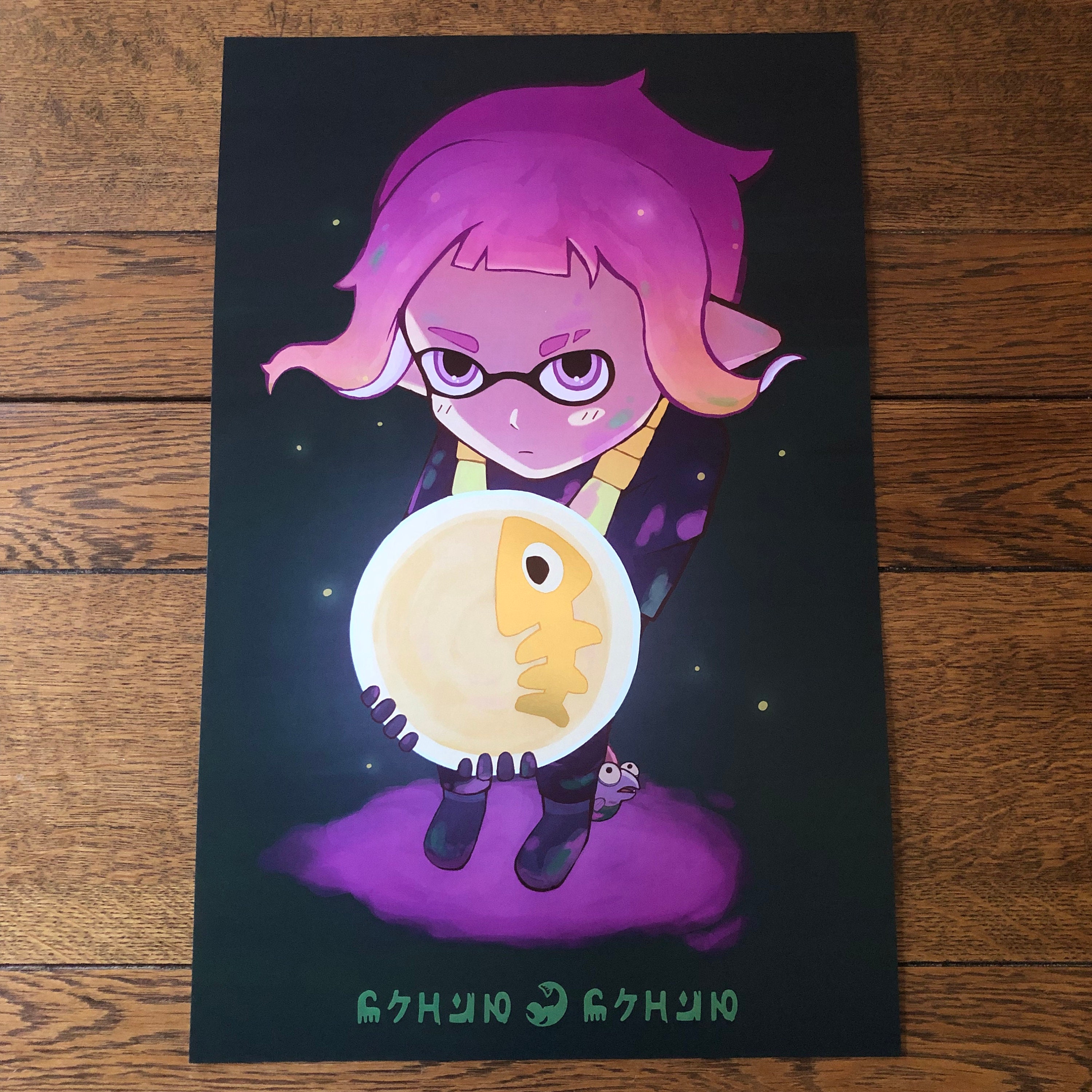 Salmon Run Inkling Gold Foil Art Print Little Buddy Large Wall Art ...