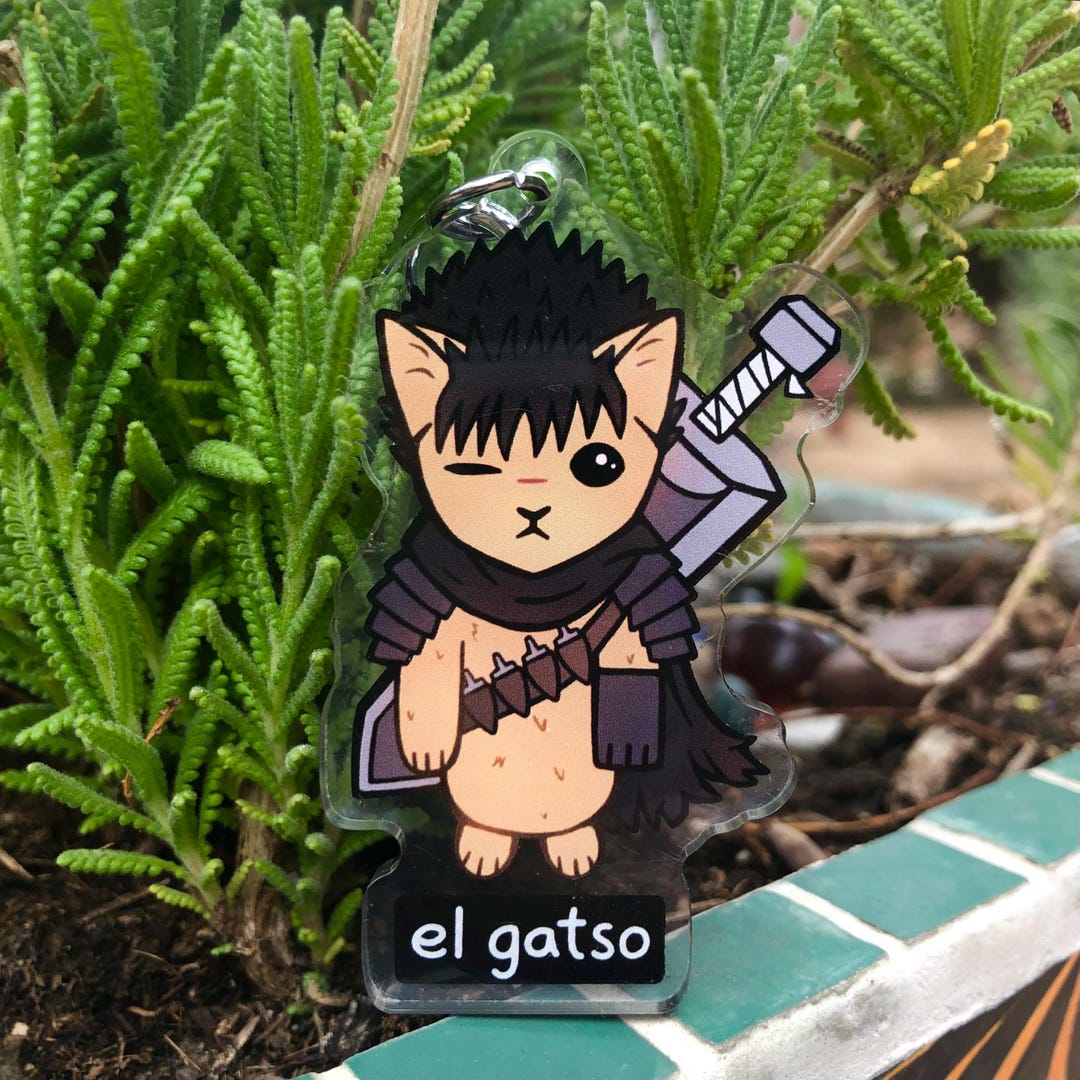 El Gatso Keychain Meme Cat Funny Cute Guts Cat Berserk Keychain Guts ...