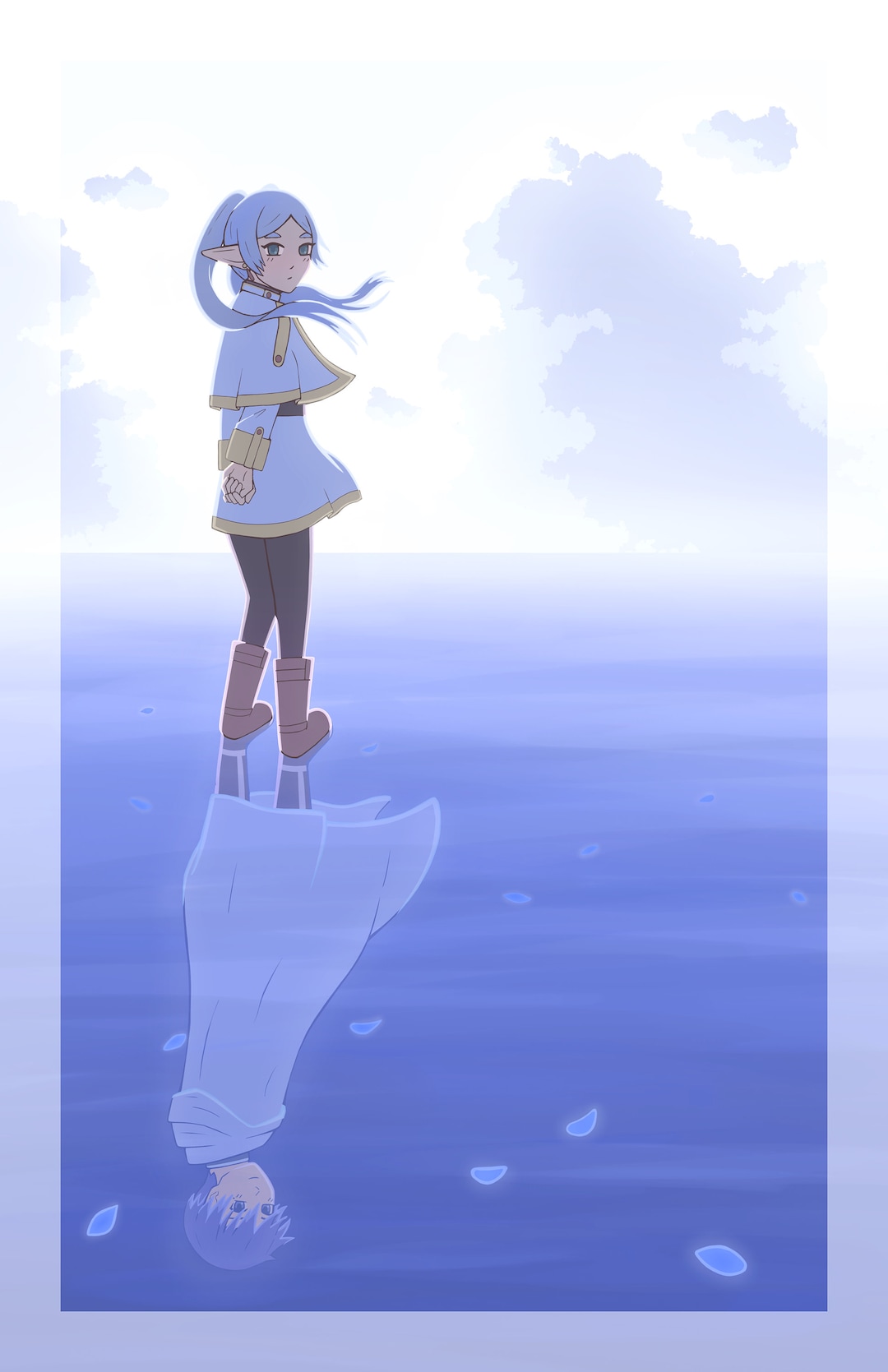 Elf Mage Frieren Silver Foil Large Art Print Anime Beyond Journeys End ...