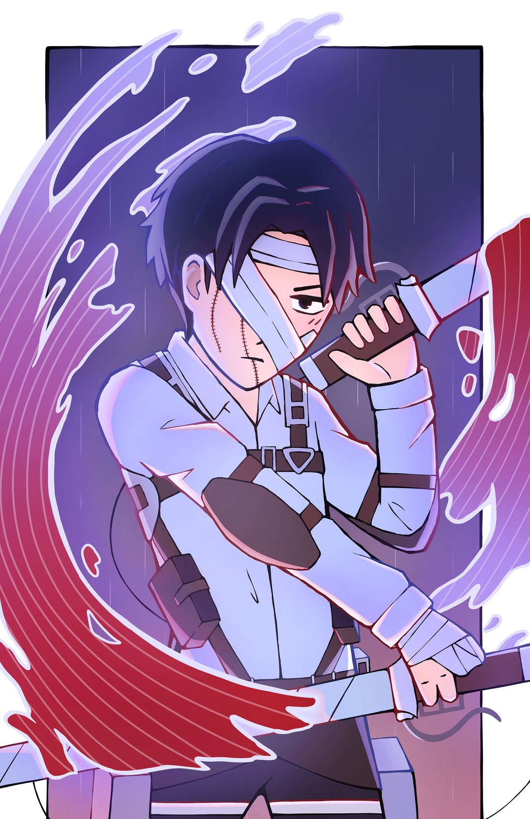 Anime Soldier Silver Foil Print Titans Scout Anime Wall Art Colorful ...