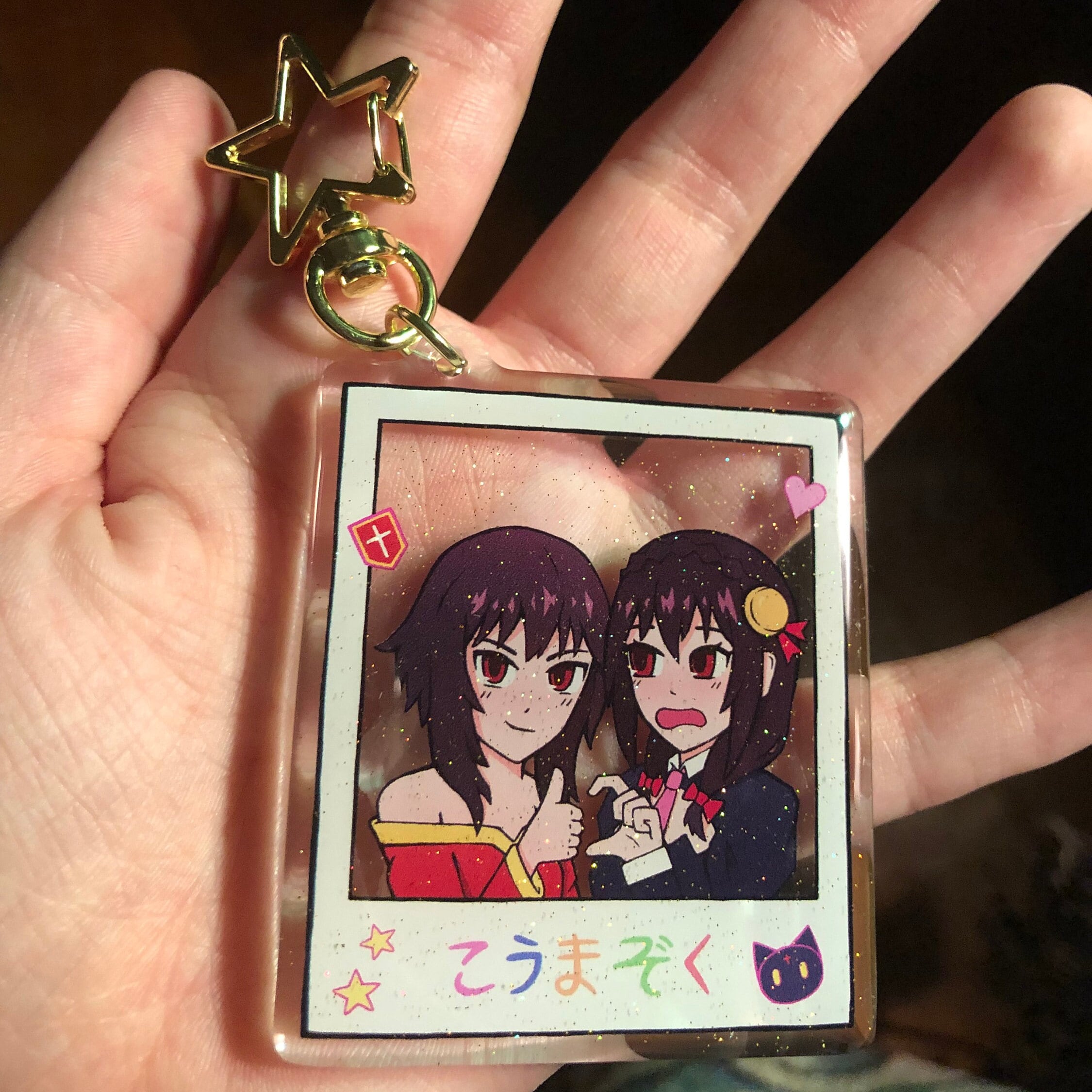 Meguyun Polaroid Keychain Kawaii Anime Decora Glitter Keychain Matching ...