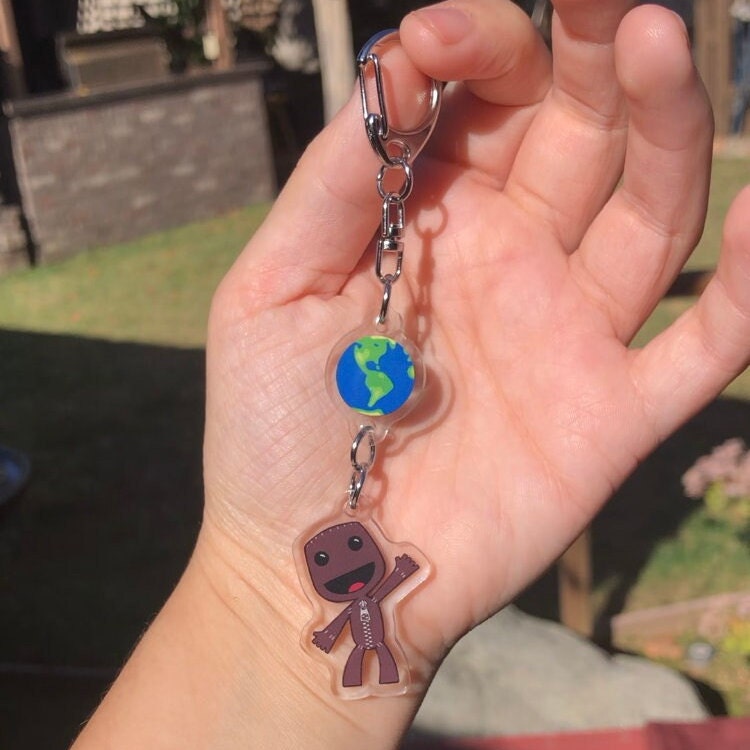 Sackboy Keychain Linking Sackthing Playstation Keychain LBP Cute Retro ...
