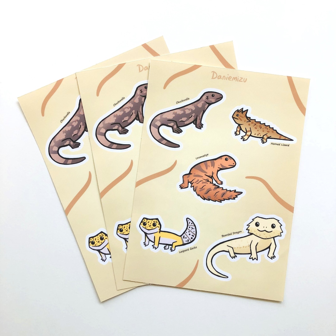 Desert Lizards Kawaii Sticker Sheet Chuckwalla Sticker Horned Lizard ...