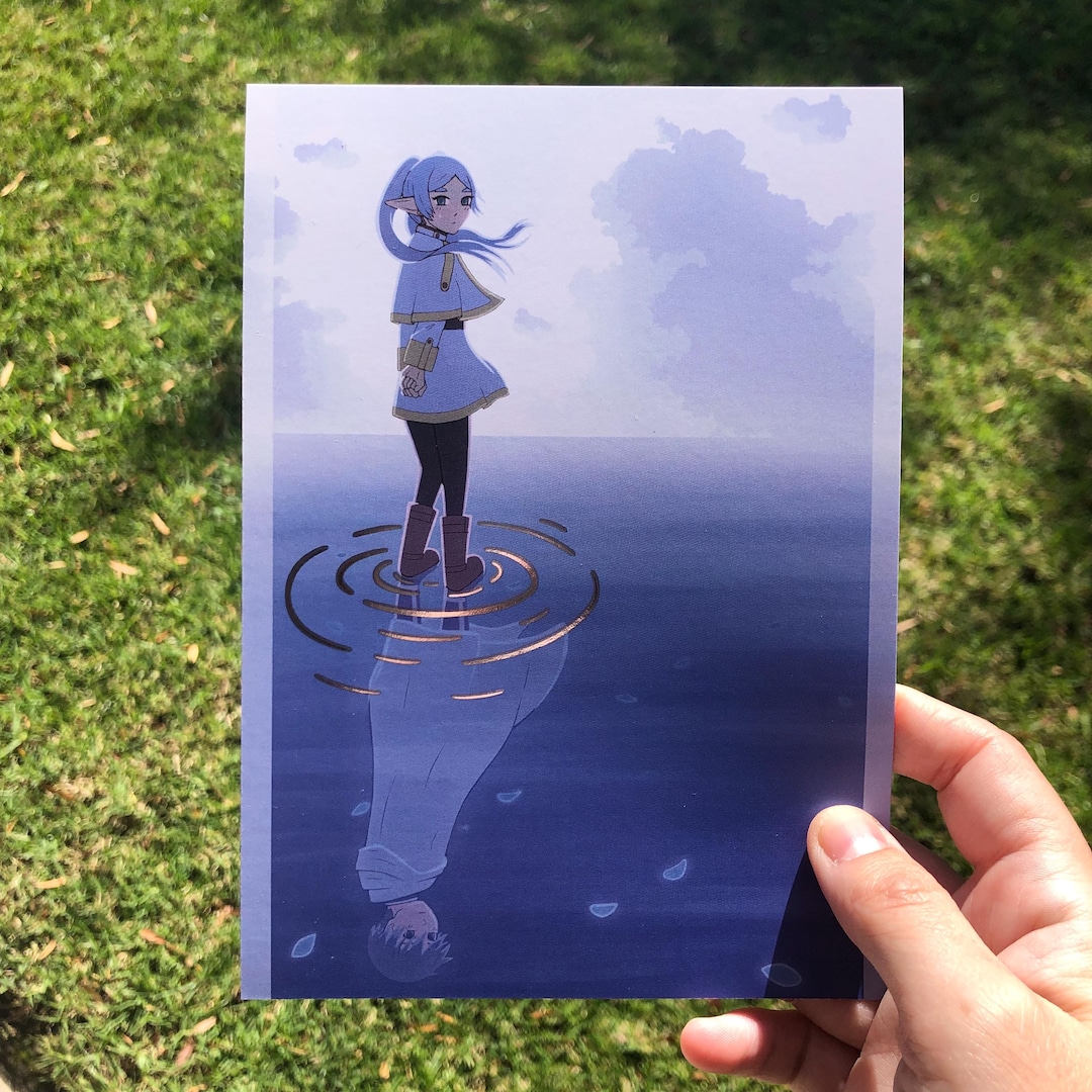 Elf Mage Frieren Silver Foil Large Art Print Anime Beyond Journeys End ...