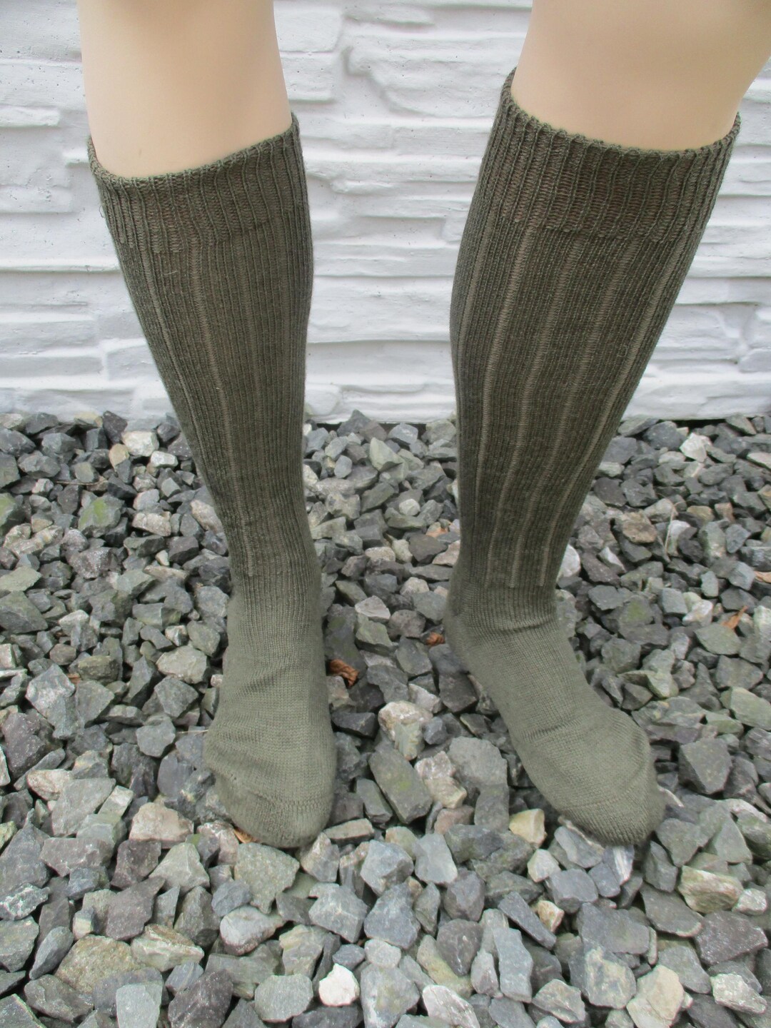 ORIGINAL GERMAN ARMY SOCKS Olive Green Army Knee-high Socks Winter 2 ...