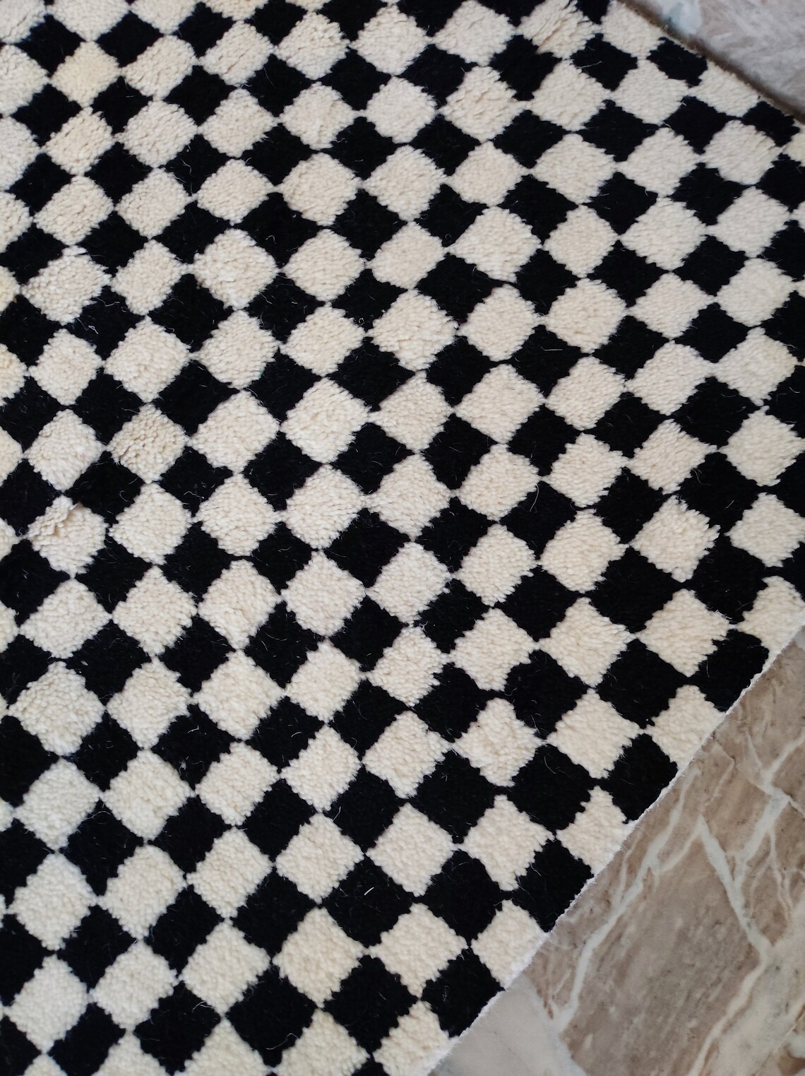 Home Decor Checkered Rug, Black Checker Rug, Moroccan Rug Black & White ...