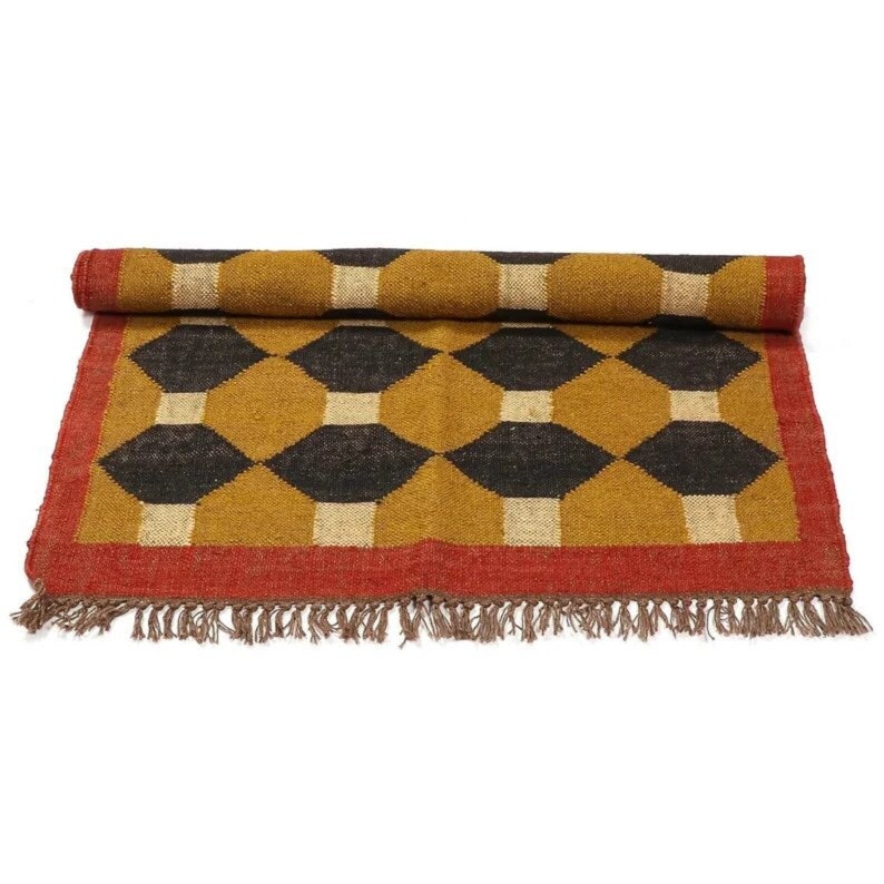 Handmade KILIM Rug, Jute Rug; Kilim Dhurrie; Traditional Indian; Chic ...