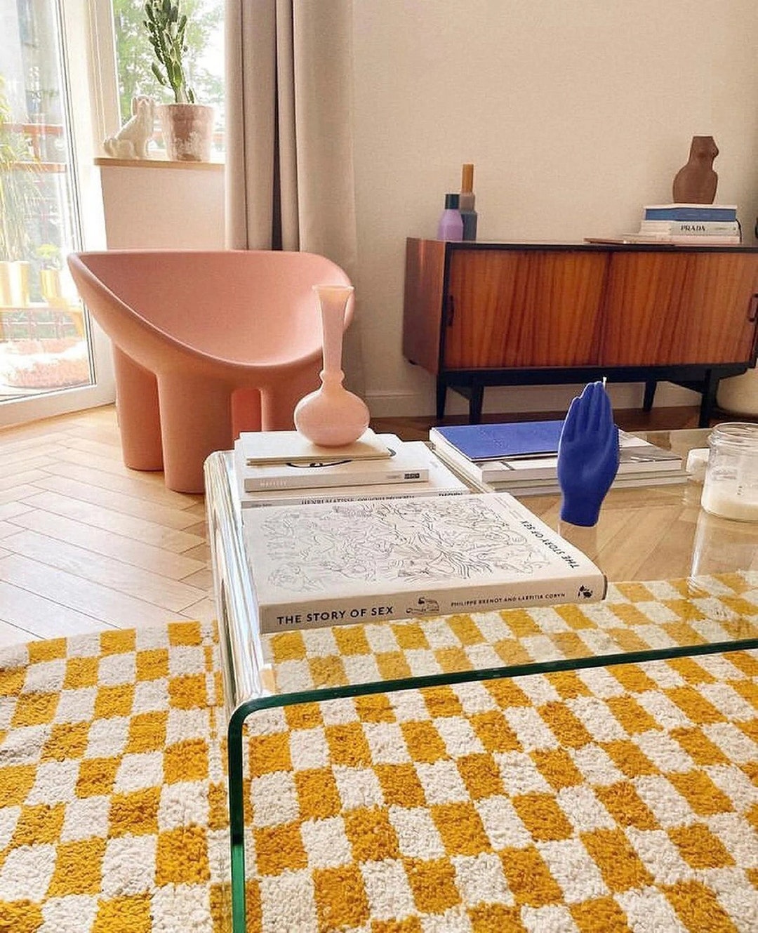 Yellow Checkered Rug, Moroccan Grid Rug, Custom Area Rug, Runner Rug ...