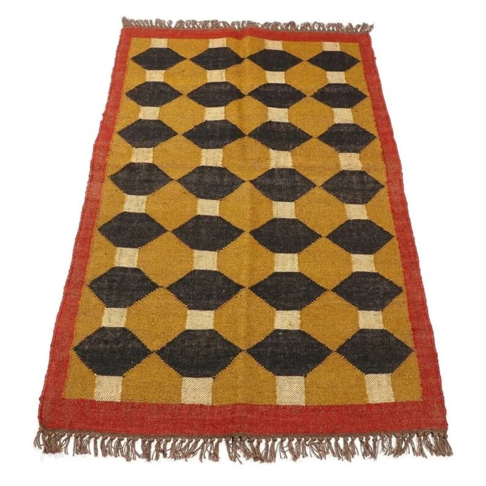 Handmade KILIM Rug, Jute Rug; Kilim Dhurrie; Traditional Indian; Chic ...