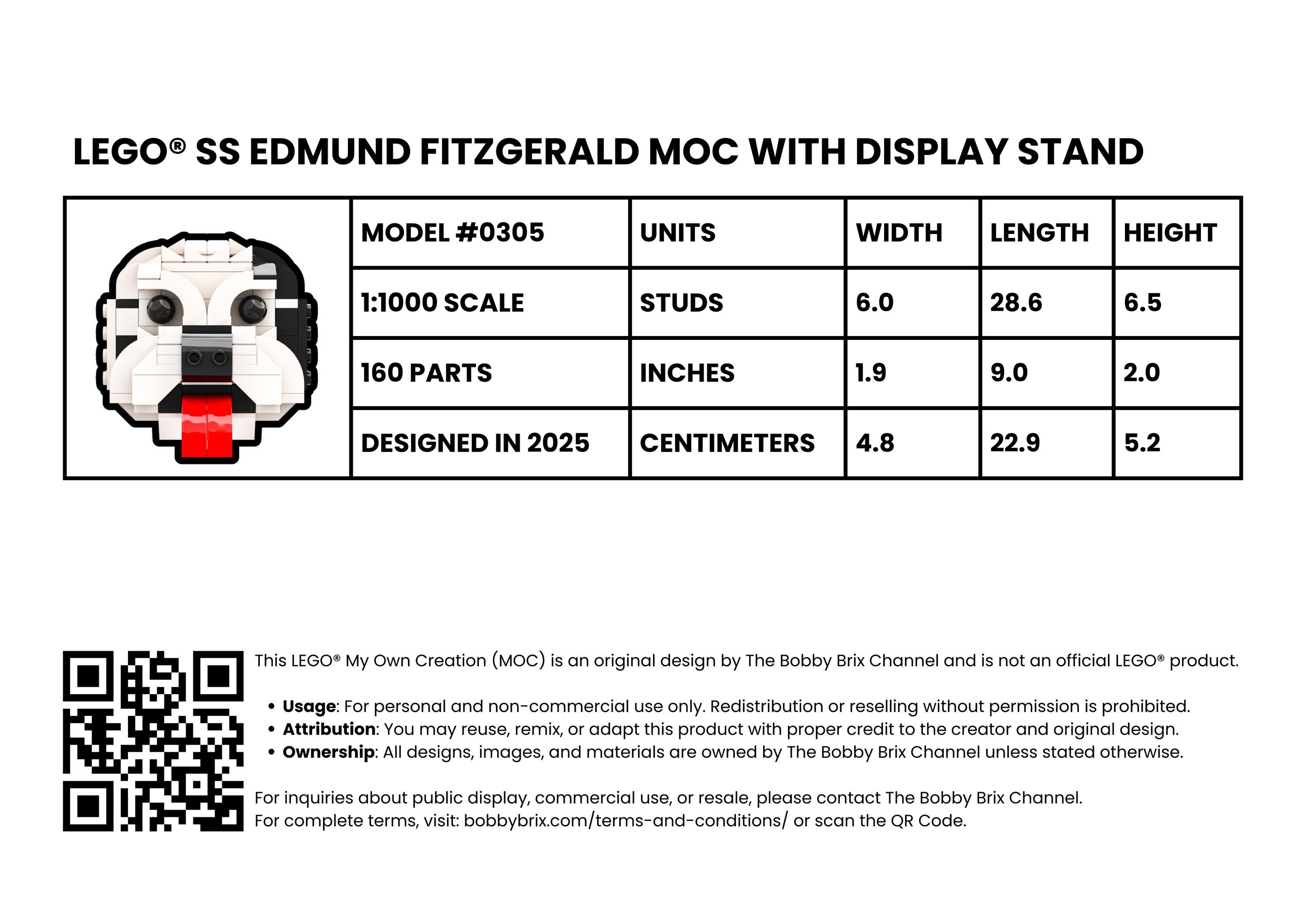 LEGO SS Edmund Fitzgerald MOC With Display Stand - Digital Building ...