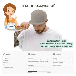 Clapper Board Snapback Hat, YOUR TEXT Personalized Embroidered ...