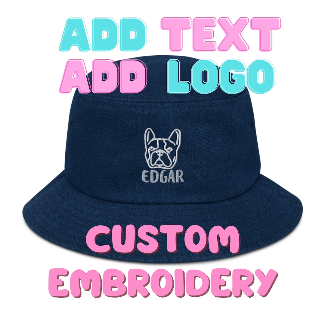 Custom Denim Bucket Hat Embroidery, Personalized Denim Bucket Hat ...