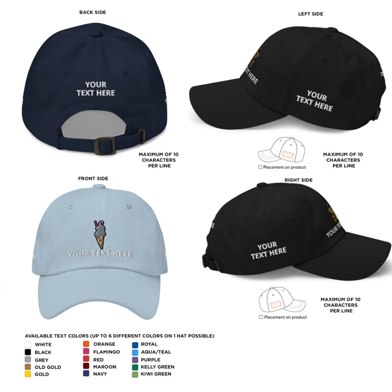 Ice Cream Cone Dad Hat Your Text/logo Personalized - Etsy