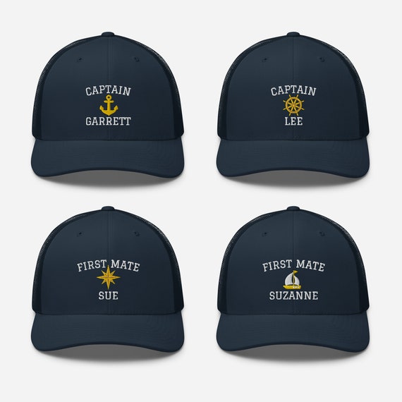 Captain Hat Embroidery Skipper Custom Trucker Cap Customize - Etsy