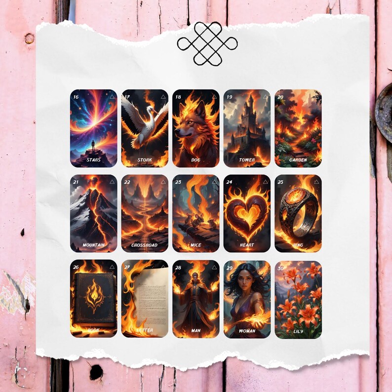 Lenormand Deck Element Fire – Fire Element Oracle Cards | Passion ...