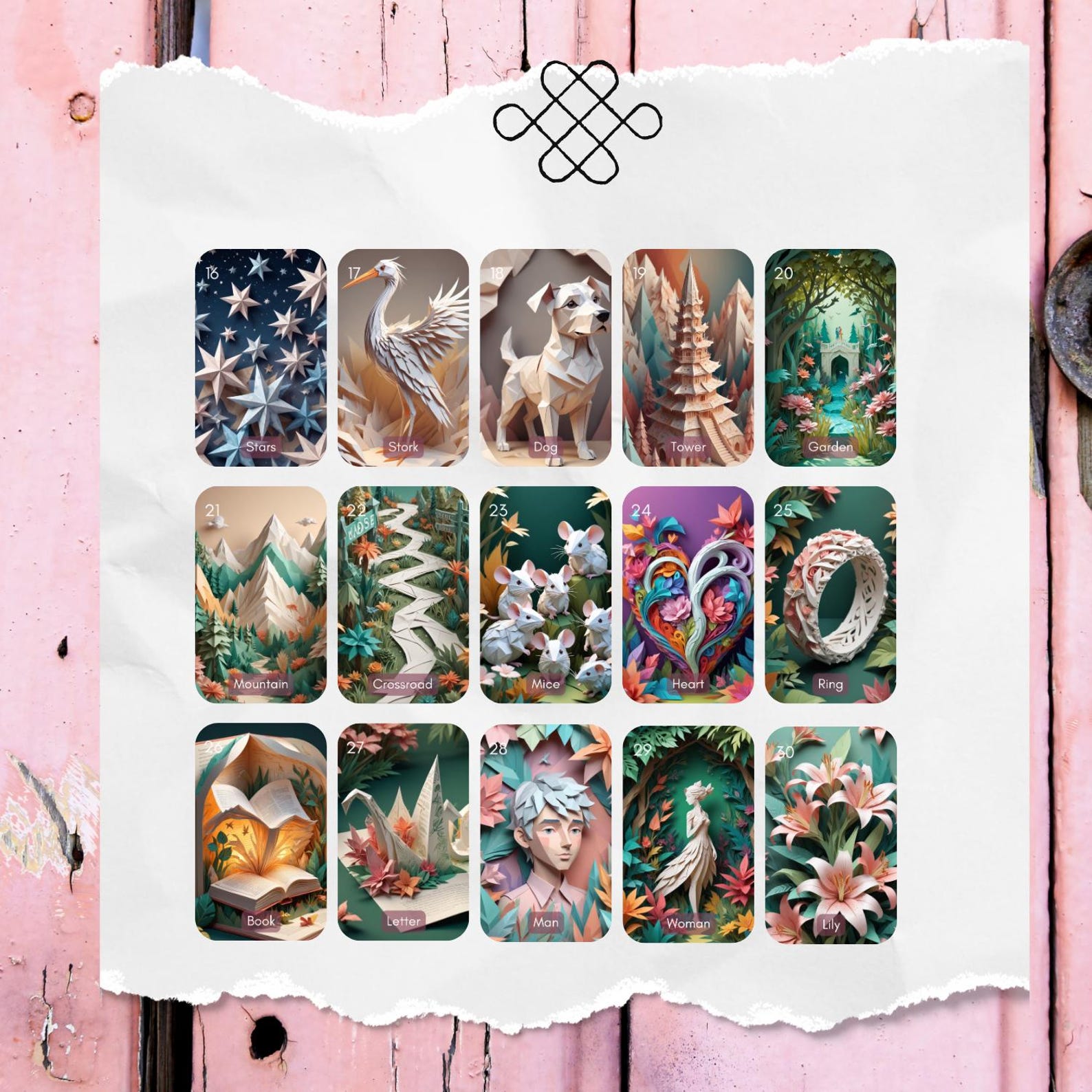 Lenormand Deck Origami – Japanese Paper Art Oracle Cards | Origami ...