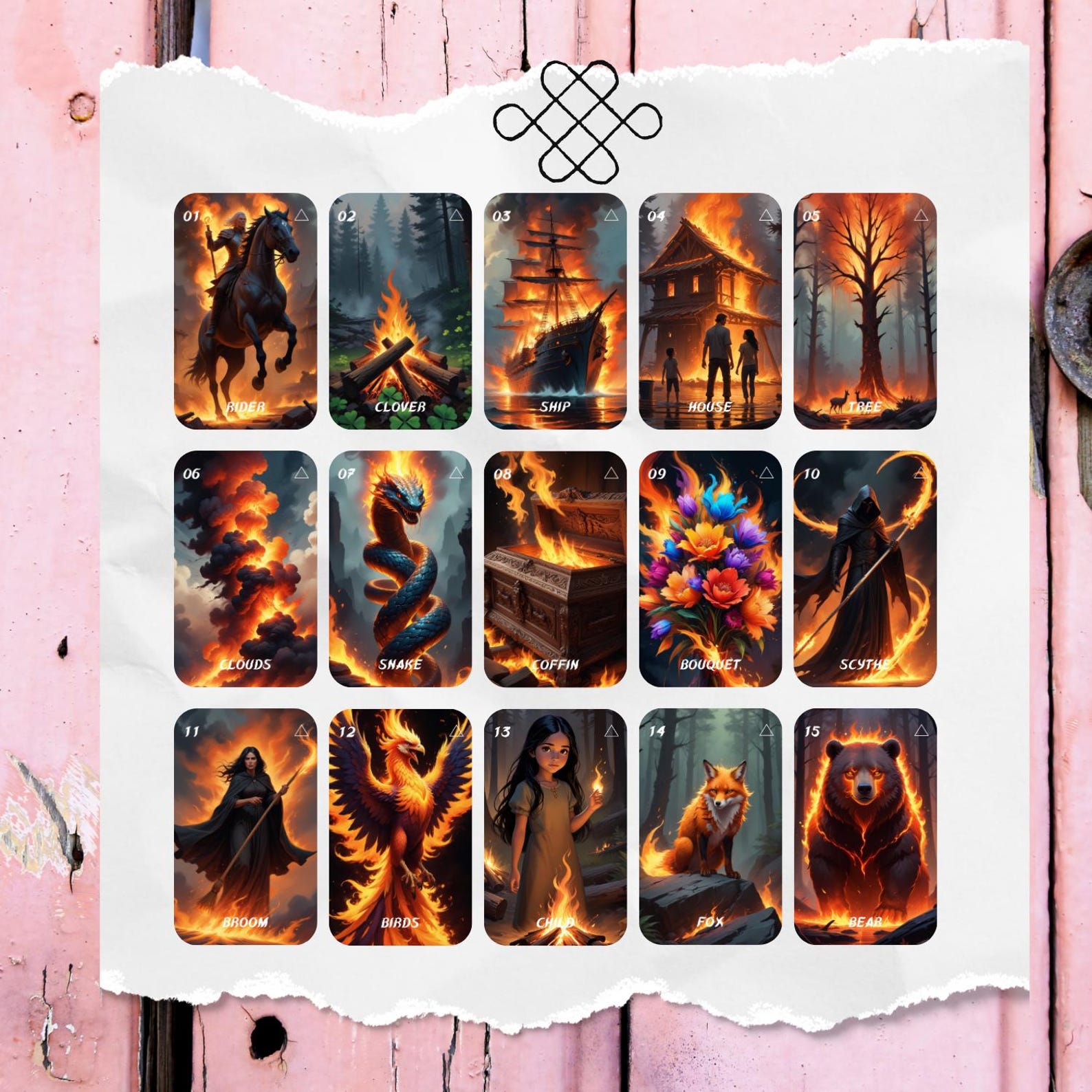 Lenormand Deck Element Fire – Fire Element Oracle Cards | Passion ...