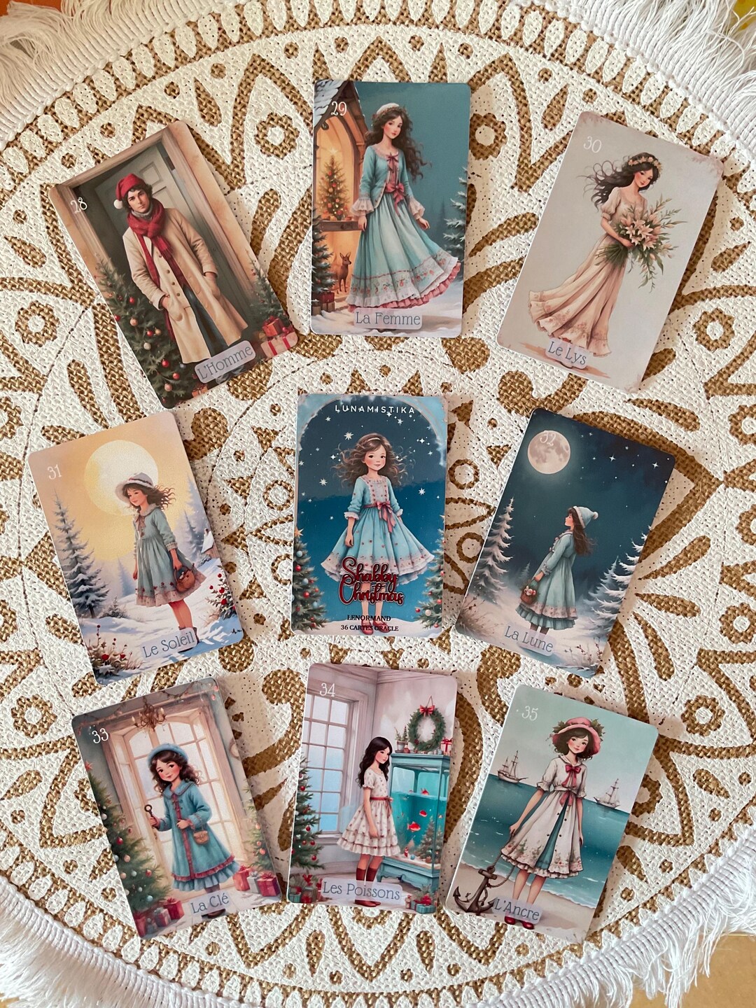 Christmas Lenormand Deck, Modern Lenormand, Vintage Oracle, Shabby Chic ...