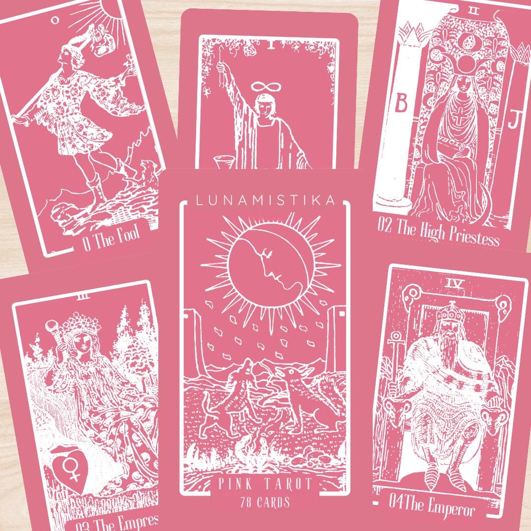 NEW Pink Tarot, 78 Cards, RWS Tarot, Travel Tarot, Classic Tarot, Pink ...