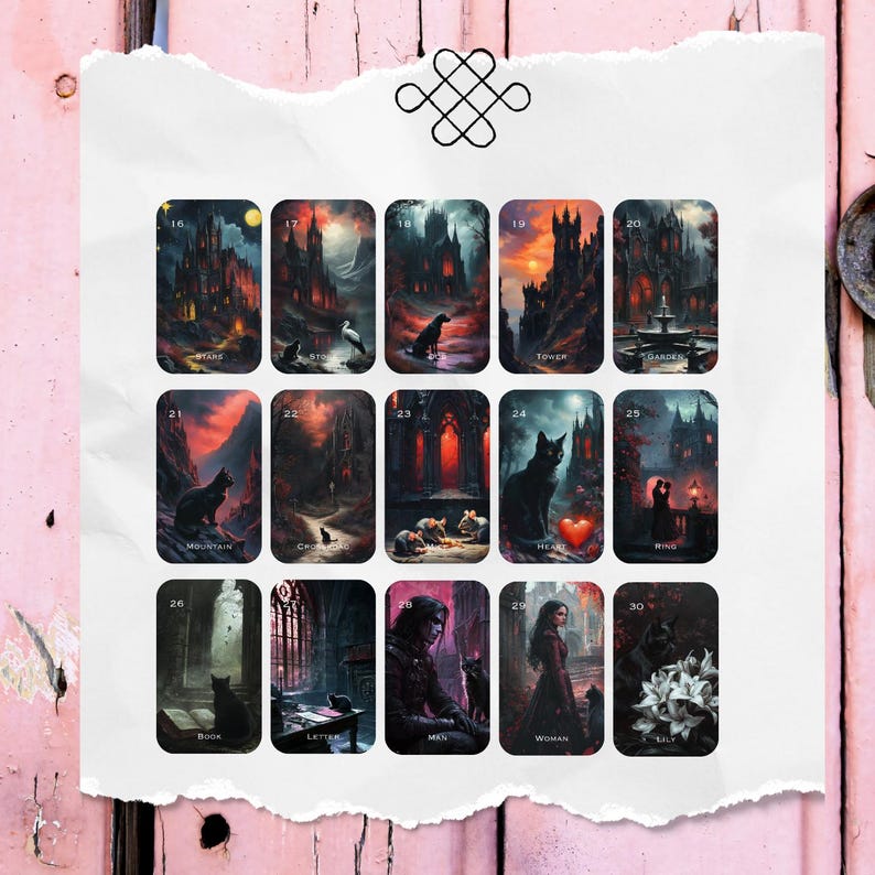 Lenormand Deck Mysticat – Black Cat Gothic Medieval Oracle Cards | Dark ...