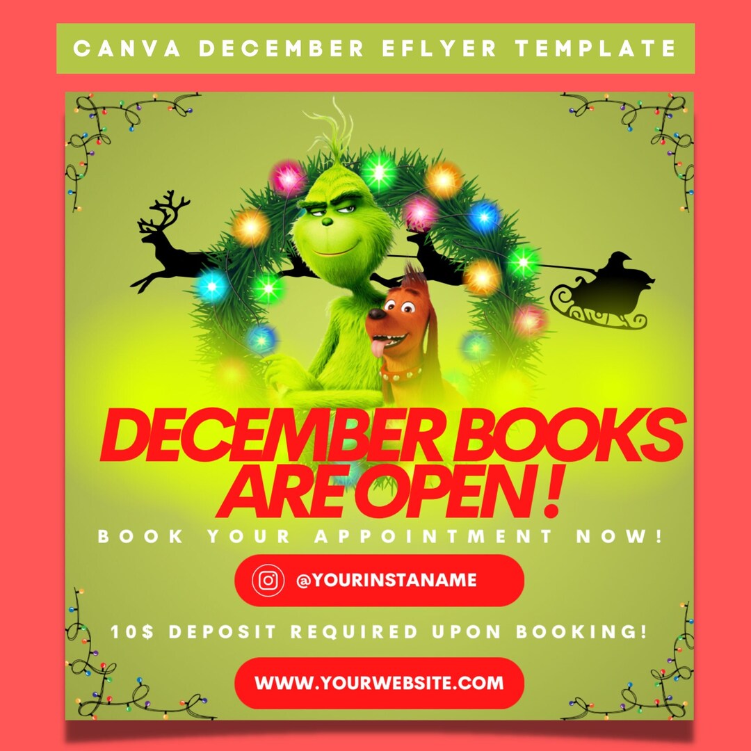 Christmas Grinch Eflyer Social Media Instagram Post Content | DIY Canva ...