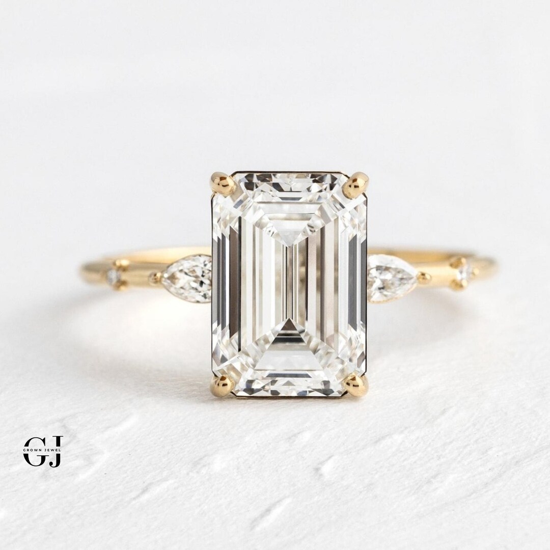 2 Ct Emerald Cut Engagement Ring,lab Grown Diamond Emerald Cut ...