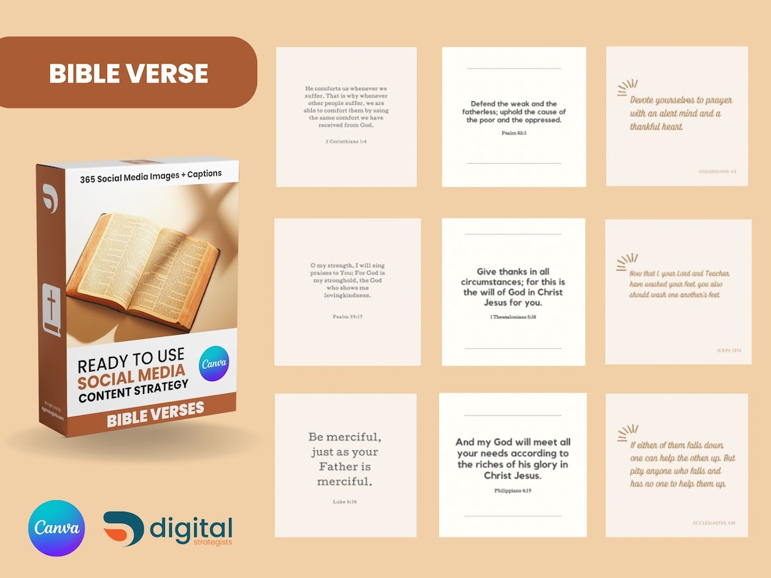 365 Days / 1 Year Bible Verse Social Media Posts With Captions and ...