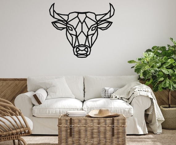 Geometric Bullhead Laser Cut Svg Dxf Files Wall Sticker - Etsy