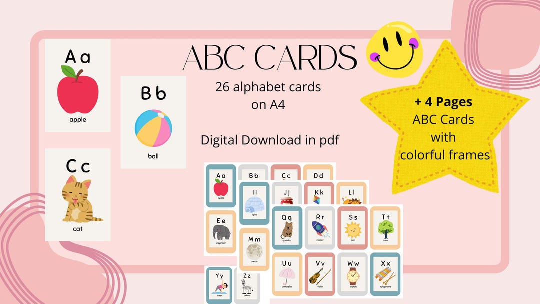 ABC Flashcard Set – Digital Download | Alphabet Flashcards for Kids ...