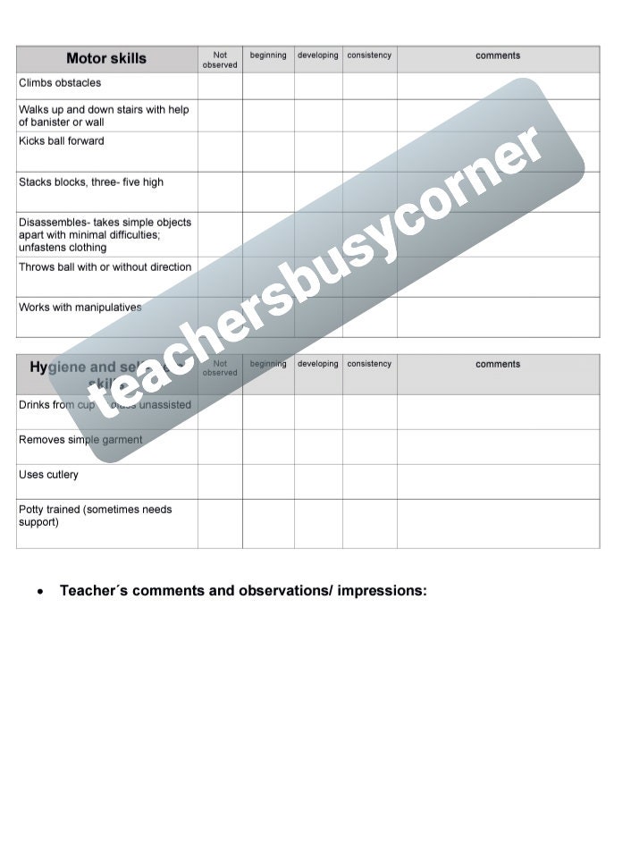 Child Development Checklist: Parent-teacher Conference, 3 Y.o. (PDF) - Etsy