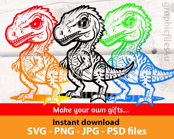 Cute Dinosaur Svg Cute Dino Svg Png Jpg Psd Files - Etsy UK